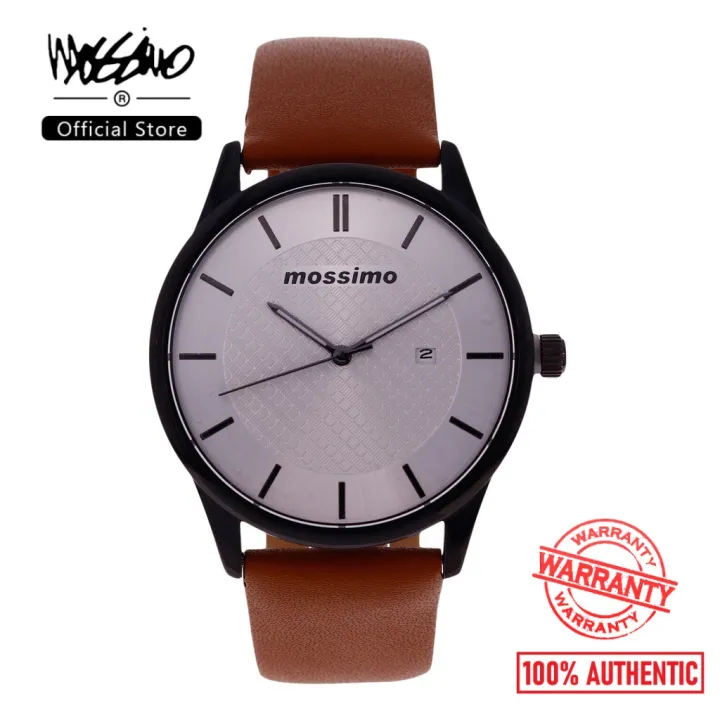 Mossimo brown leather strap analog watch for men MS-1910G-IPBTAN ...