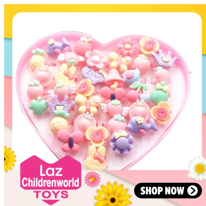 Childworld พร้อมสต็อก 36 ชิ้นการ์ตูนดอกไม้เรซิ่น R hinestone แหวนสาว ...