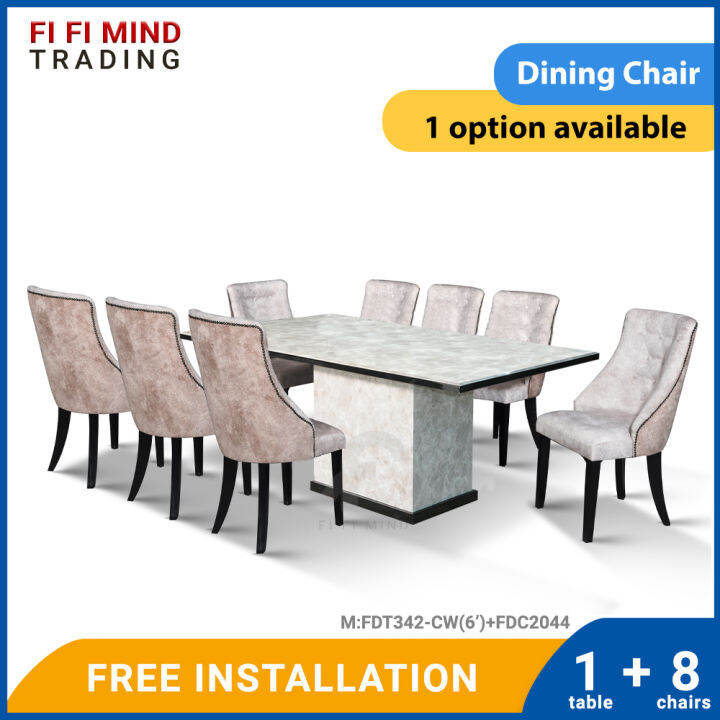Milly Marble Dining Table Set/ Dining Table 6 Seater/ Meja Makan 6 ...