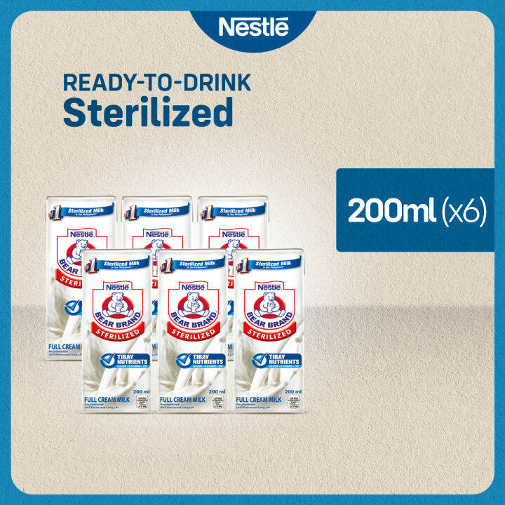 Bear Brand Sterilized UHT Milk 200ml - Pack of 6 | Lazada PH