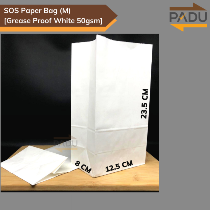 [50 Pcs] SOS Paper Bag (M) - Kantong Kertas SOS / Fried Chicken / Snack ...