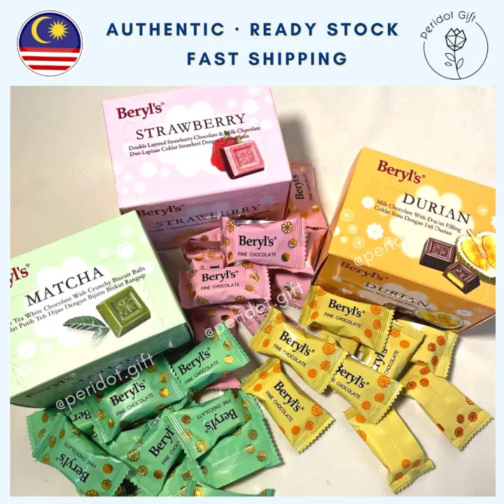 Beryl's Pillow Wrap Box Choc 60g - Strawberry Matcha Green Tea Snow ...