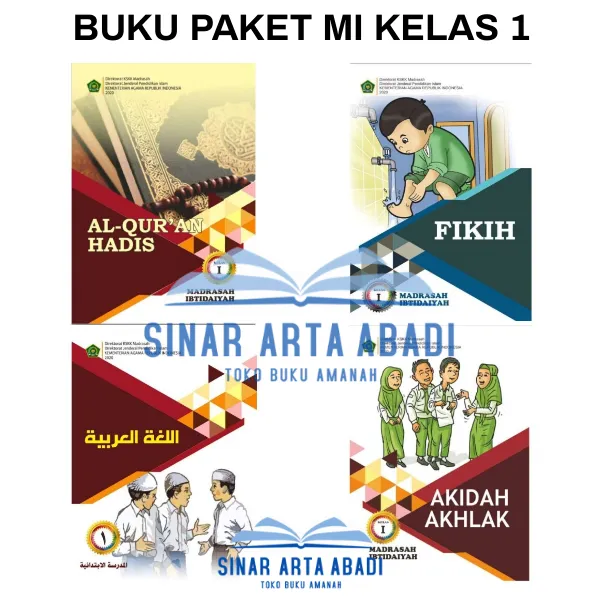 Buku Paket Akidah Akhlak Fikih Bahasa Arab Alquran Hadis MI kelas 1 Kemenag | Lazada Indonesia