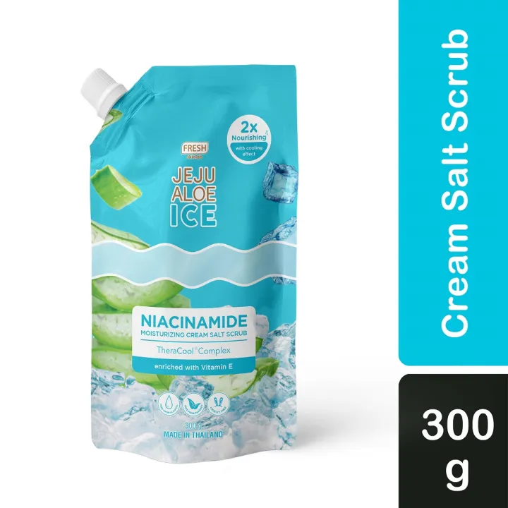 Fresh Skinlab Jeju Aloe Ice Niacinamide Moisturizing Cream Salt Scrub ...