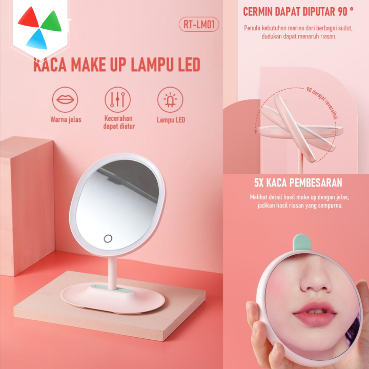 KACA MAKEUP LED ROBOT RT-LM01 DEKSTOP VERTICAL DOUBLE MIRROR 1800MAH ...