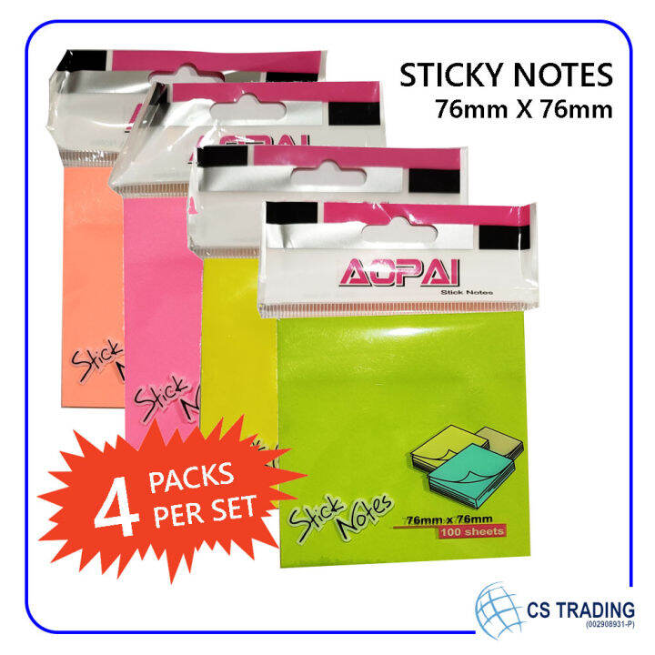 400 Sheets x Aopai Stick On Notes / Plain Sticky Notes / Line Sticky ...