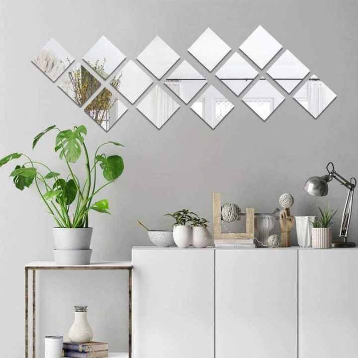 Kaca cermin Bevel 15 x 15 cm tebal 5ml - Cermin hiasan dinding - Cermin ...