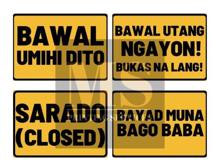 Tagalog Signages (Laminated A4 Size) | Lazada PH