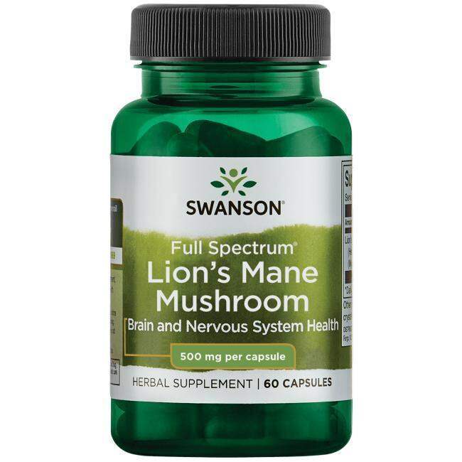 Swanson Full Spectrum Lion's Mane Mushroom 500 MG 60 caps Brain and ...
