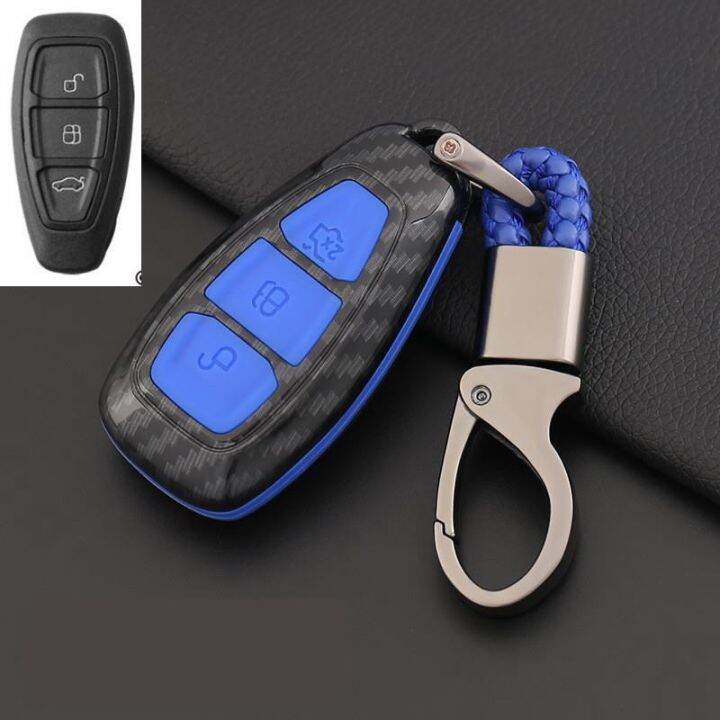 Xuming Carbon Fiber Keychain Remote Car Key Cover for Ford Focus Mk3 ...