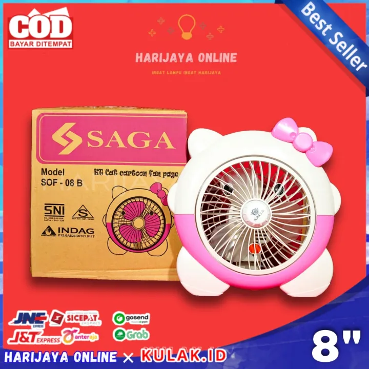 KIPAS ANGIN KARAKTER 8" INCH HELLO KITTY PINK LUCU SAGA SOF08B DESKFAN ...