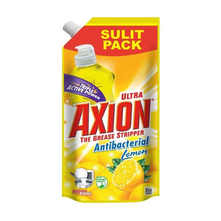 Axion Antibacterial Dishwashing Liquid Lemon Doy Pack 850ml [24 hour Germ Kill] | Lazada PH