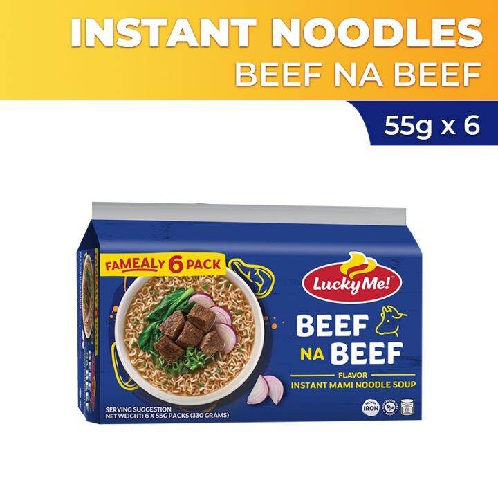 Lucky Me! Instant Noodle Soup Beef na Beef Multipack 55g x 6 | Lazada PH