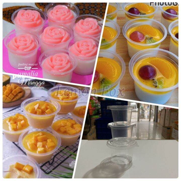 50pcs Gelas Plastik Agar Cetakan Puding Jelly 50ml 65ml 120ml Gelas ...