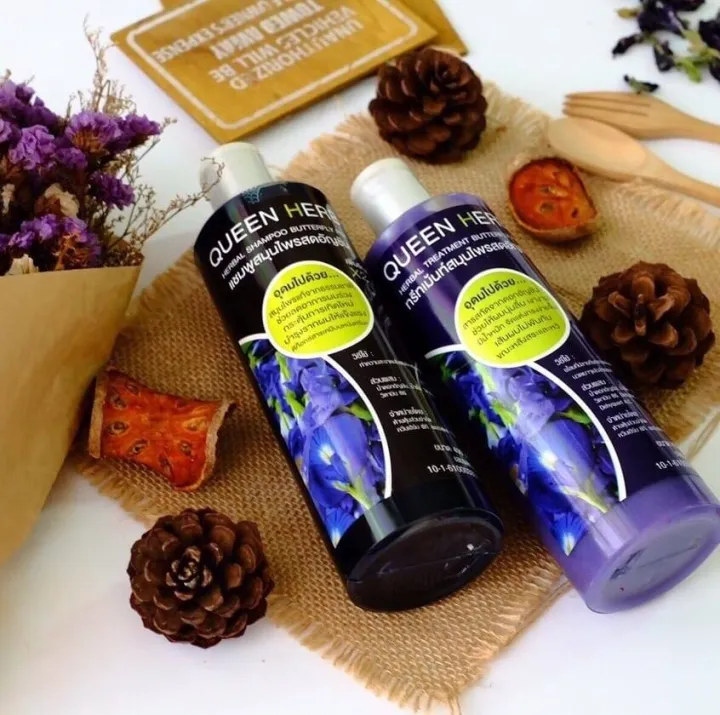 (ไม่มีกล่อง)Queen herb ควีน เฮิร์บ แชมพูอัญชัน แชมพูสมุนไพร แชมพูอัญชัน ...