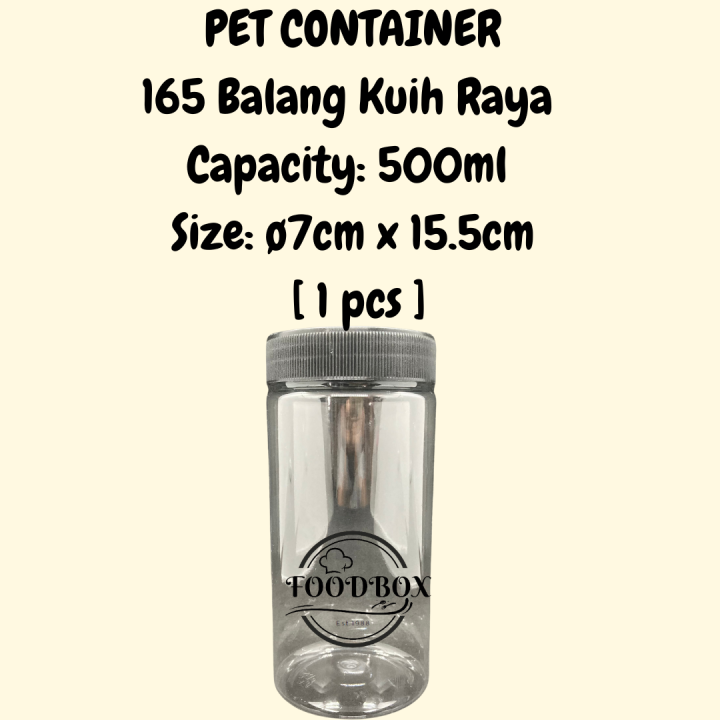 FOODBOX - [ 1set ] 165 Balang Kuih Raya - 500ml PET CONTAINER Bekas Cookie Jar Balang Plastik ...