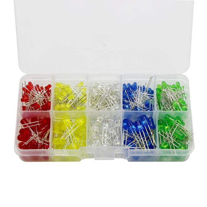100 200 300pcs Five Colors Round Bright Light LED Diode Lamp Assortment ...