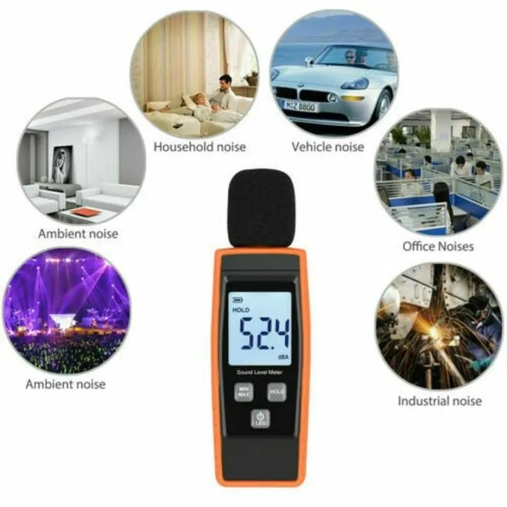 Digital Sound Level Decibel Noise Meter 30-130DB Measure Pressure ...