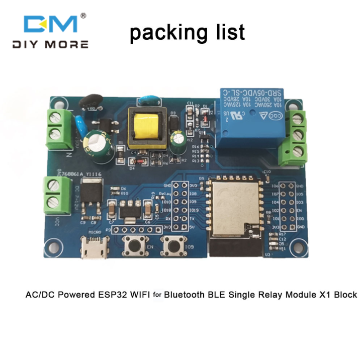 Diymore แหล่งจ่ายไฟ Ac Dc ของแท้ โมดูลรีเลย์เดี่ยวเชื่อมต่อ Wifi บลูทูธบอร์ดพัฒนา Esp32 C3 Esp