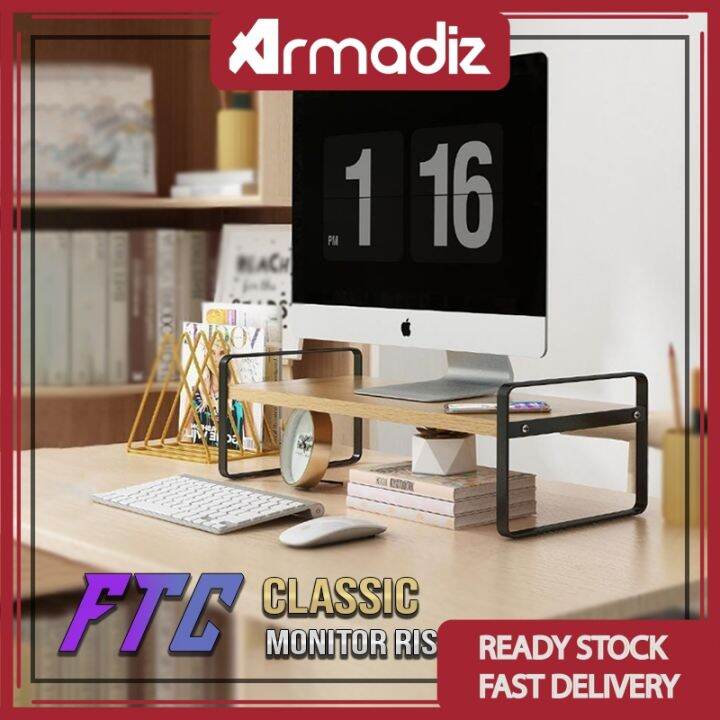 AMZ Wooden Steel Monitor Riser Monitor Stand Eye Level Screen Rise with ...