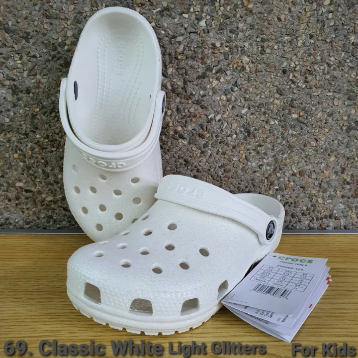 Onhand 100% Authentic Crocs 69. Classic White Light Glitters Clog For Kids | Lazada PH