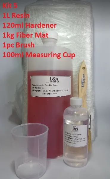 Fiberglas DIY 1 Liter Sets (G5) - 1 Liter Resin, 120ml Hardener, 1kg ...