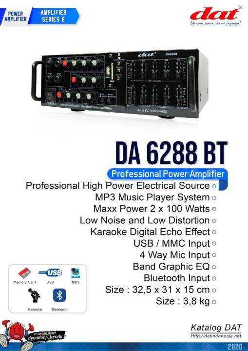 AMPLIFIER DAT DA 6288 AMPLI DAT DA6288 DAT 6288 USB BLUETOOTH | Lazada ...