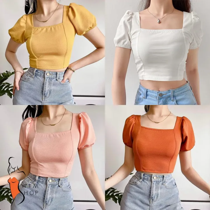 SS ELENA Puff Sleeves Croptop Korean Tops | Lazada PH