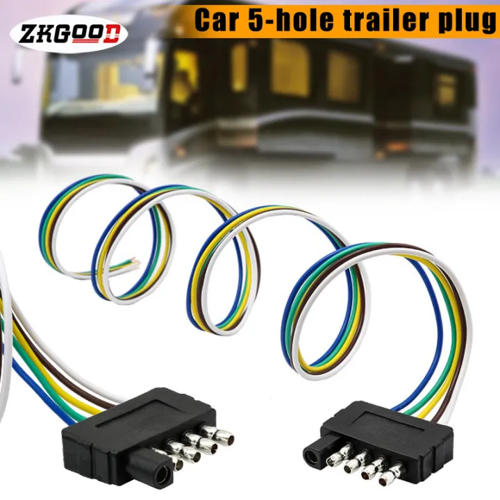 zkgood 5 Pin Flat Trailer Wire Harness Extension Connector Plug 36 Inch ...
