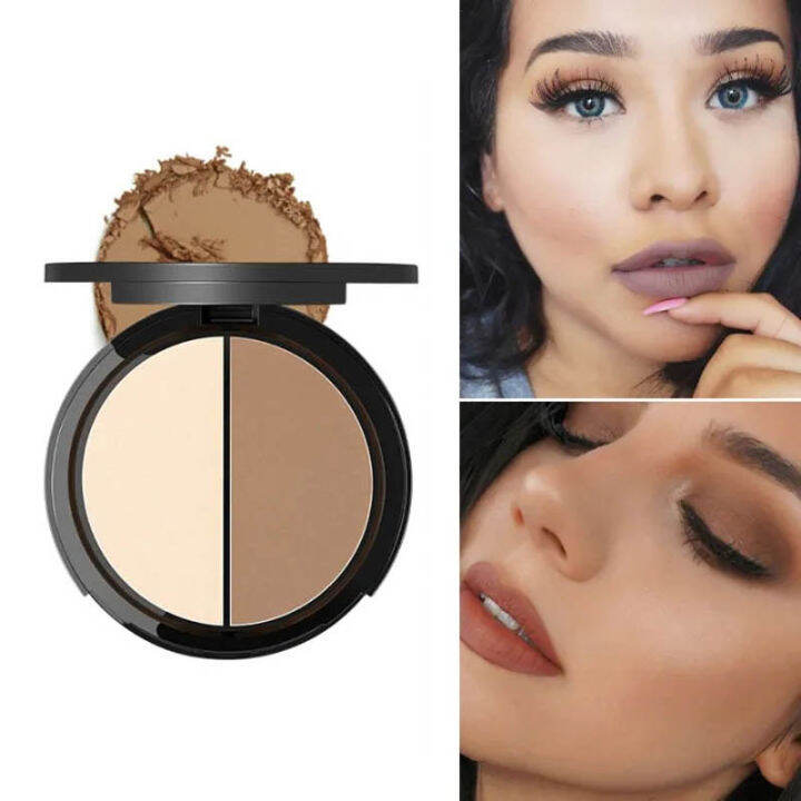 2 Color Makeup Highlight Contour Bronzer Shading Powder Palette ...
