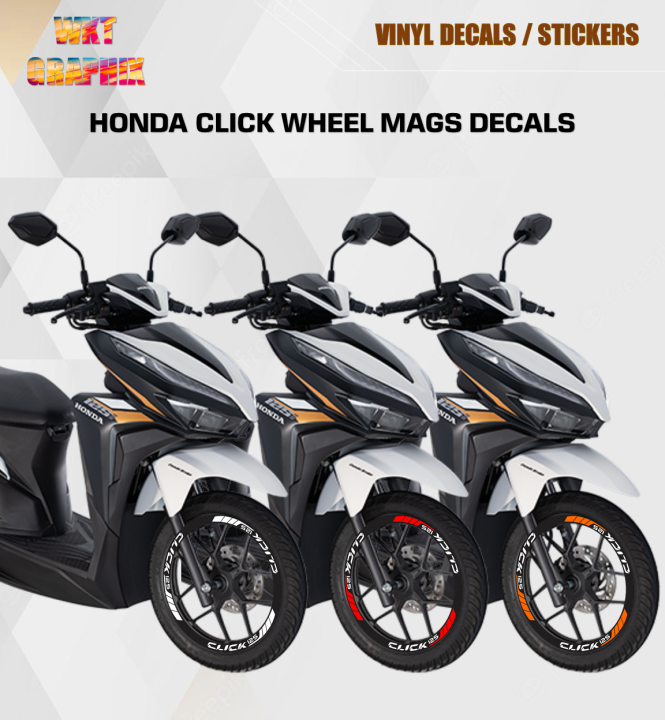 HONDA CLICK 125 / 150 WHEEL MAGS DECALS / STICKERS SET (FRONT AND BACK ...