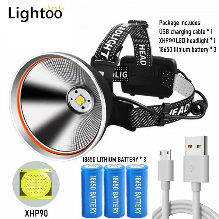 【With 3*Battery】500000LM 1000M Super Bright headlamp rechargeable water ...
