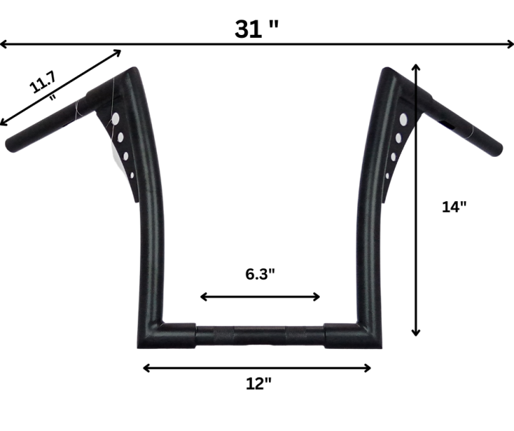 APE HANGER HANDLE BAR 14" RISE FOR BOBBER /CHOPPER CUSTOM MOTORCYCLES ...