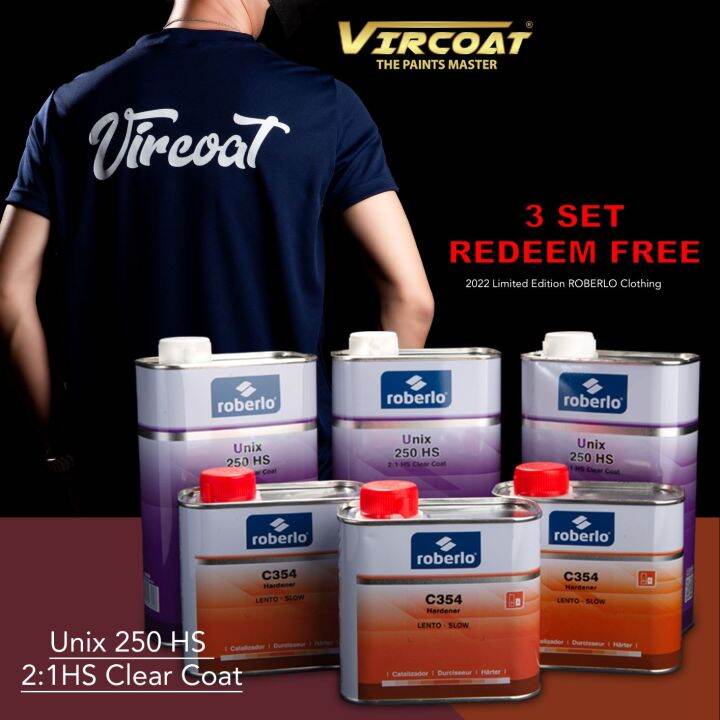 ROBERLO Premium 2K High Solid 250 Clearcoat 1 Ltr + C354 Hardener 500ml | Lazada