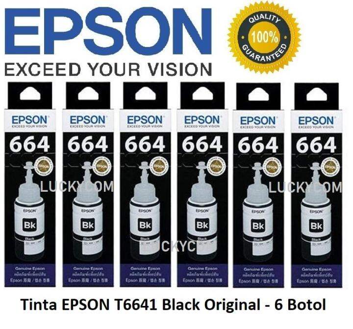 Paket Tinta EPSON Produk Resmi T6641 Series - 6 botol Tinta Hitam ...