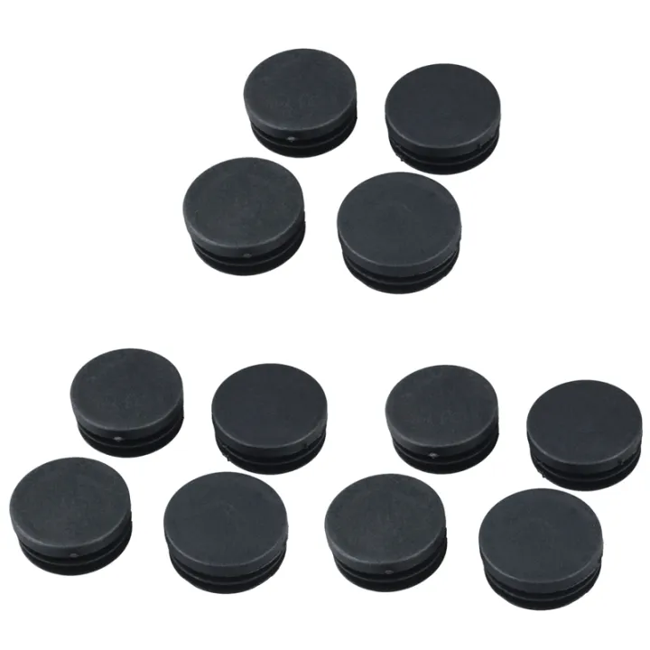 12 Pcs Black Plastic 40mm Dia Round Tubing Tube Insert Caps Covers ...