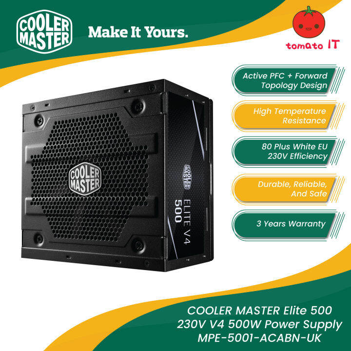 COOLER MASTER Elite 500 230V V4 500W Power Supply - MPE-5001-ACABN-UK ...