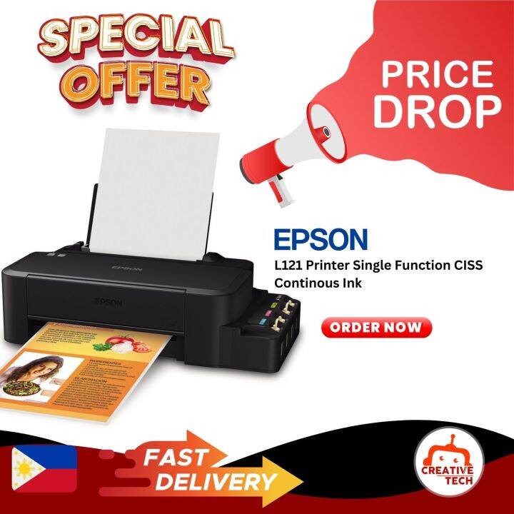 Epson L121 Printer Single Function CISS Continous Ink Brand New with One Set Original Epson Inks ...