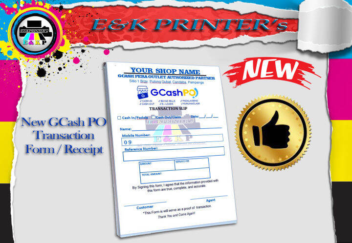 GCash Pera Outlet Transaction Receipt / Form / Slip | Lazada PH