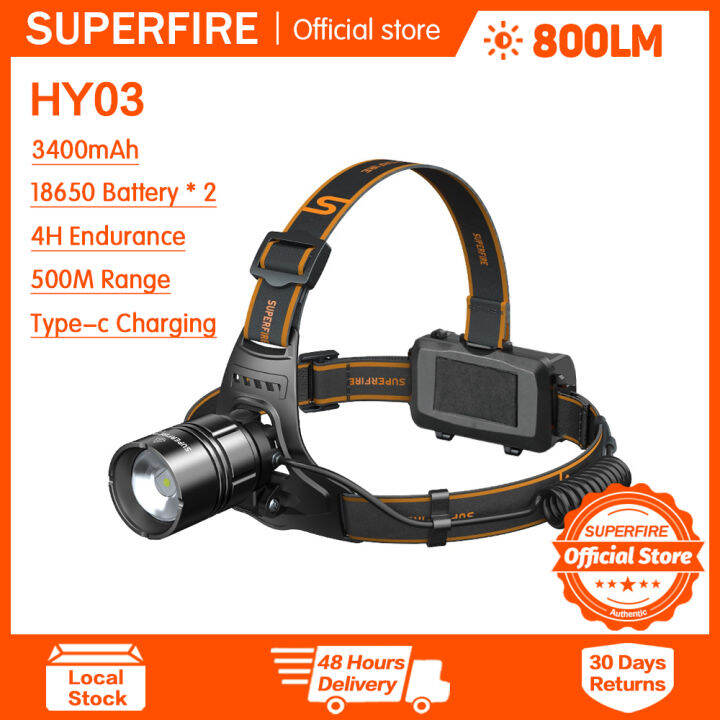 SUPERFIRE Flashlight HY01 Induction Headlamp HY03 Strong Light Zoom Headlight Outdoor Night ...