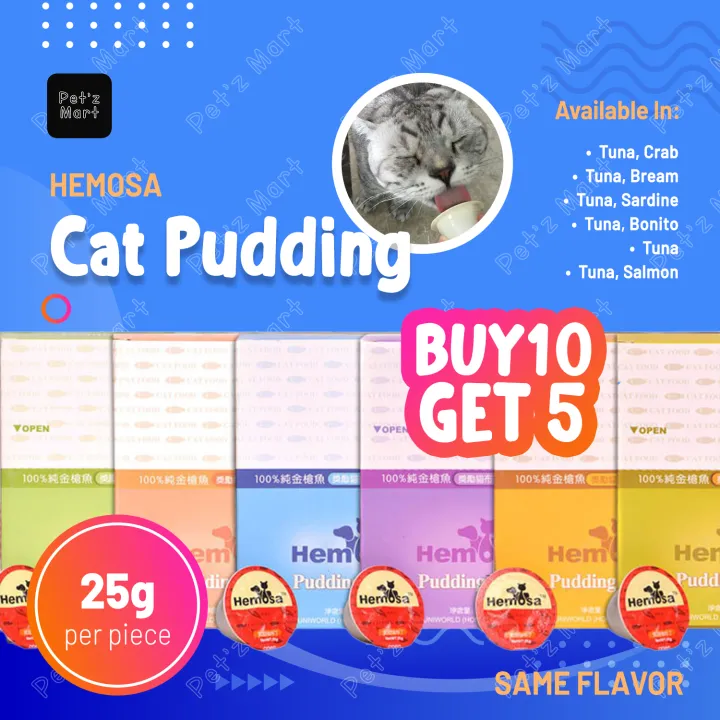 BUY 10 GET 5 (same flavor) HEMOSA 25g Cat Pudding Treats Tuna Jelly ...