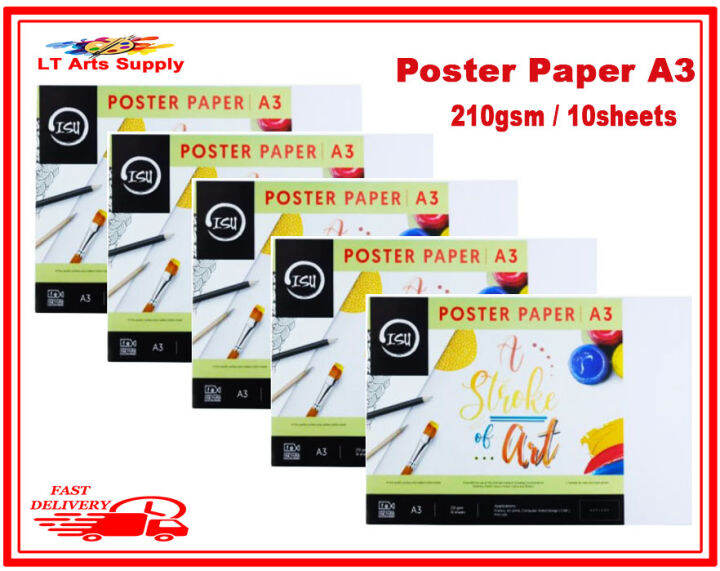LT ARTS SUPPLY ISU Poster Paper 210gsm size A3 (297mm x 420mm) | Lazada PH