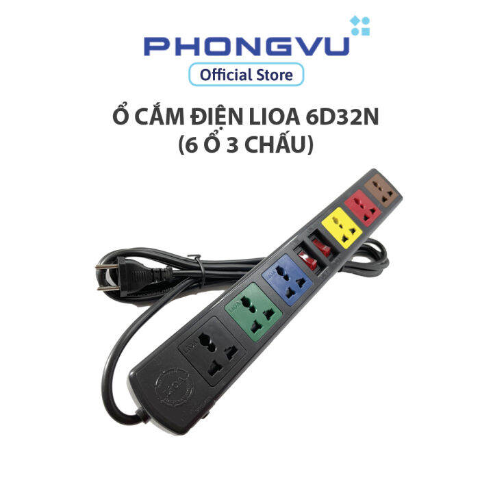 Ổ cắm điện Lioa 6D32N (6 ổ 3 chấu) - Bảo hành 24 tháng | Lazada.vn