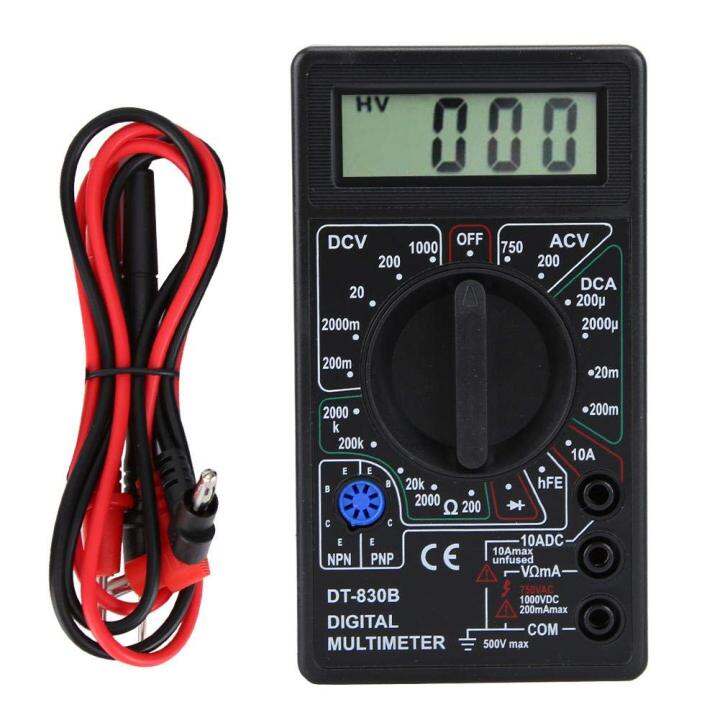 DT830B AC/DC LCD Digital Multimeter 750/1000V Voltmeter Ammeter Ohm ...