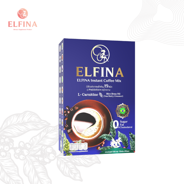 ELFINA Instant Coffee Mix กาแฟทางเลือกเพื่อคนรักสุขภาพ สูตรแคลน้อย อร่อยด้วยหญ้าหวานและน้ำมันรำ ...