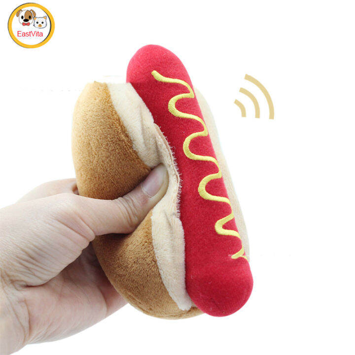 Sounding Plush Hot Dog Shape Toy Multipurpose Detachable 2 In 1 Bite ...