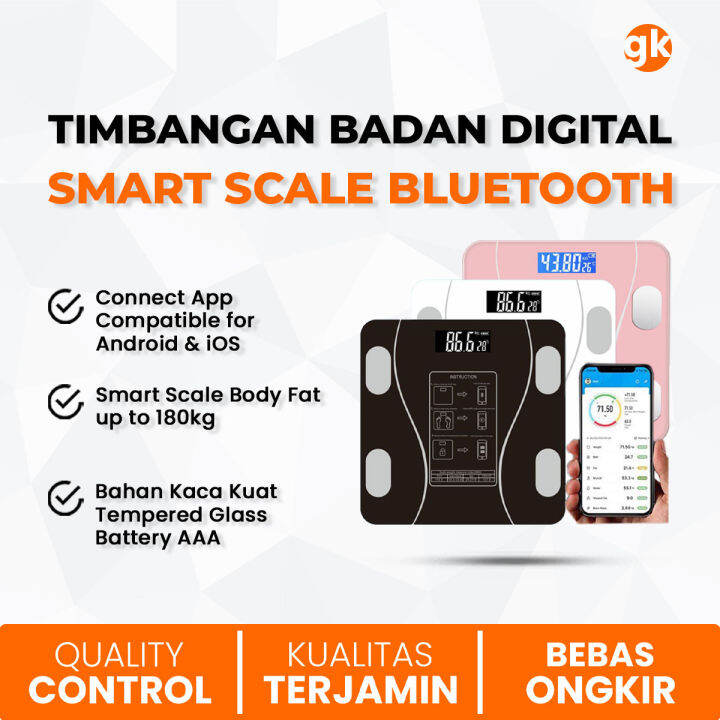Timbangan Digital LED Smart Scale Bluetooth Monitor Body Fat BMI Kadar ...