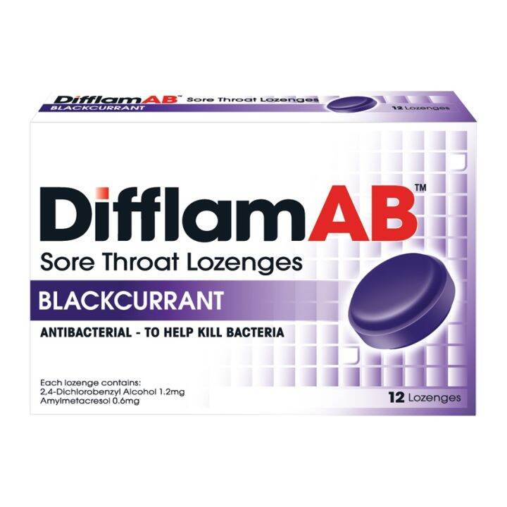 DIFFLAM AB Sore Throat Lozenges Blackcurrant 12's | Lazada
