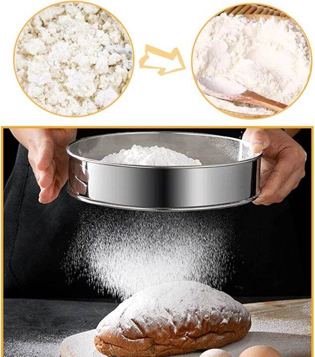 BH906 Kitchen Fine Mesh Flour Sifter Professional Round Stainless Steel ...