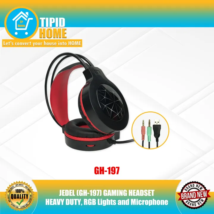 JEDEL (GH-197) GAMING HEADSET , HEAVY DUTY, RGB Lights and Microphone ...
